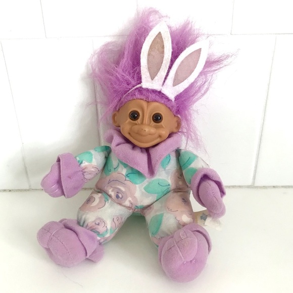 Vintage | Accents | Vintage 99s Easter Bunny Troll Doll Plush Body ...